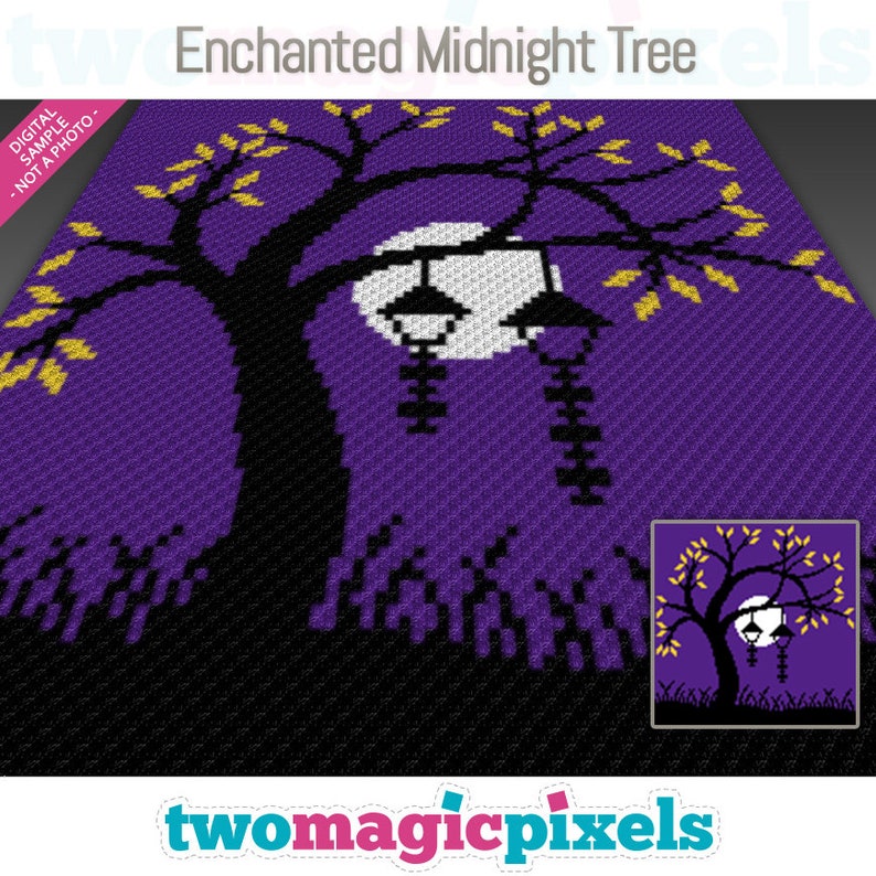 Enchanted Midnight Tree Crochet Graph (c2c, Mini C2c, Sc, Hdc, Dc, Tss ...