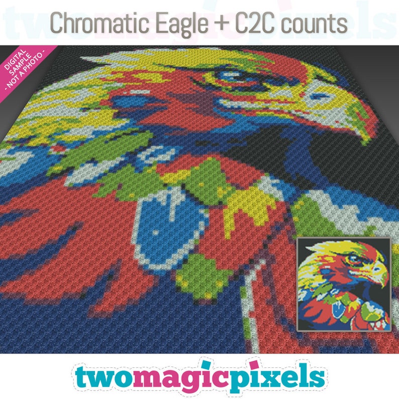 Chromatic Eagle Crochet Graph + C2C Row-by-row Counts; Instant PDF ...
