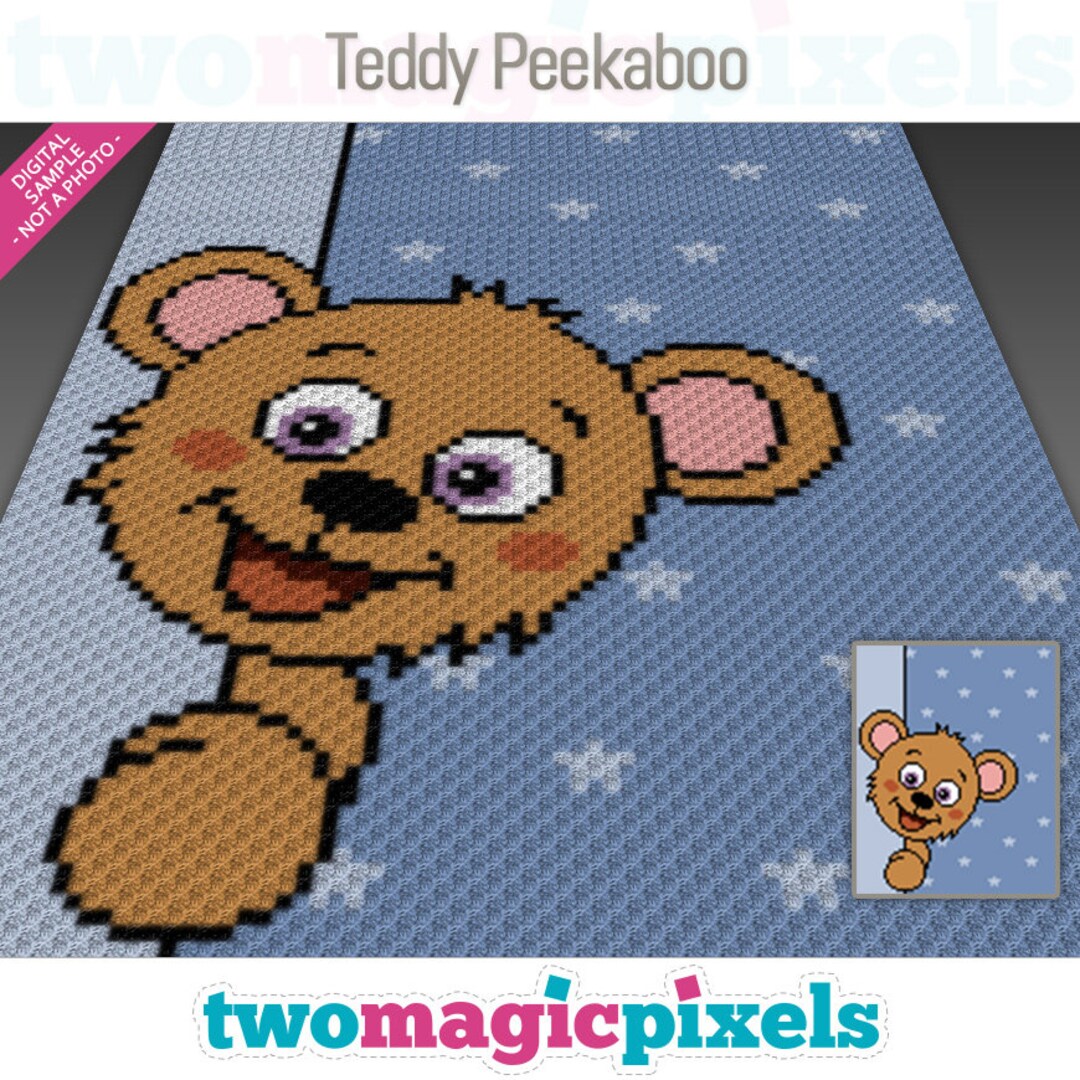 Teddy Peekaboo Crochet Graph Cross Stitch; (c2c, Mini C2c, Sc, Hdc, Dc ...
