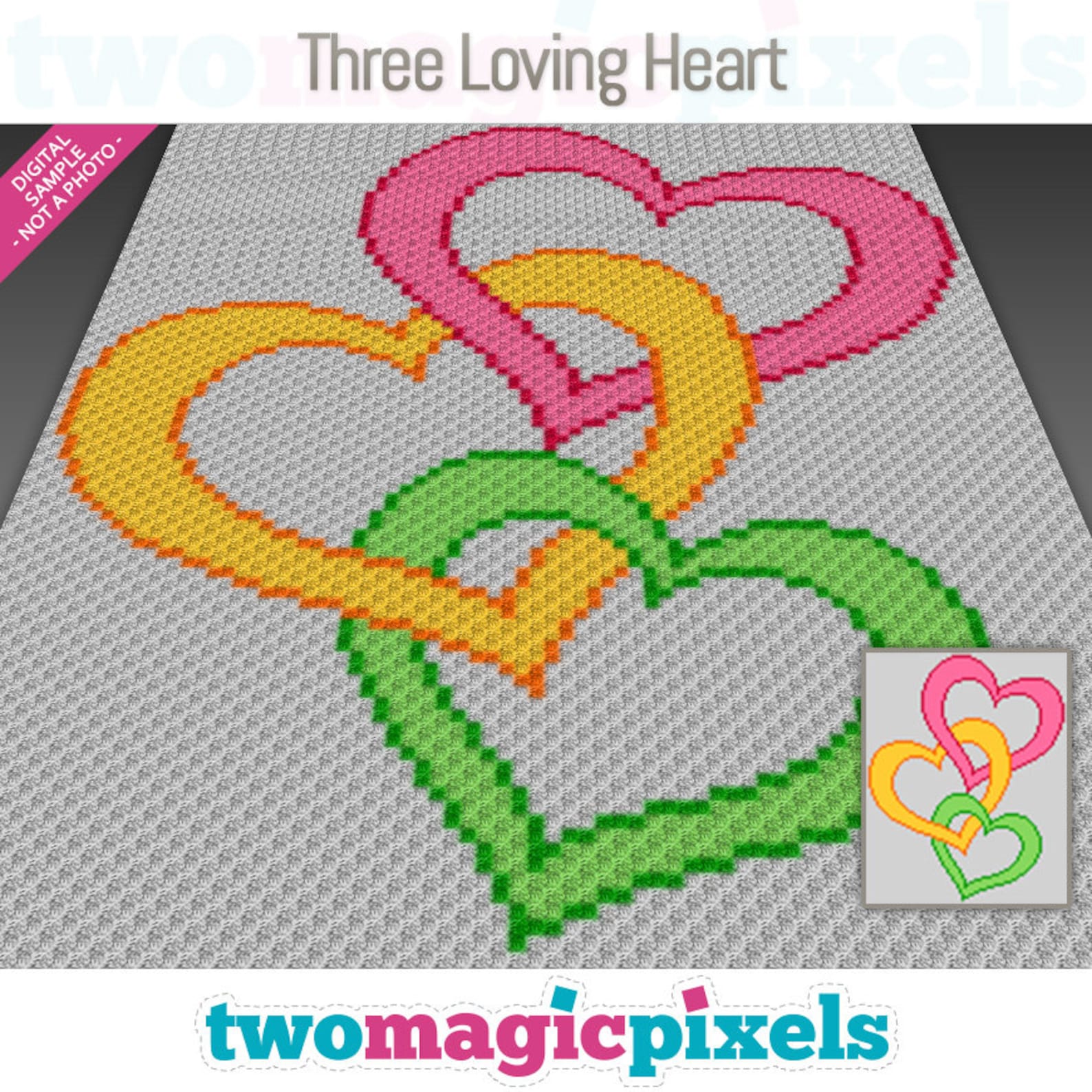 Three Loving Hearts Crochet Graph Pattern, C2C Graphgan PDF, Love ...