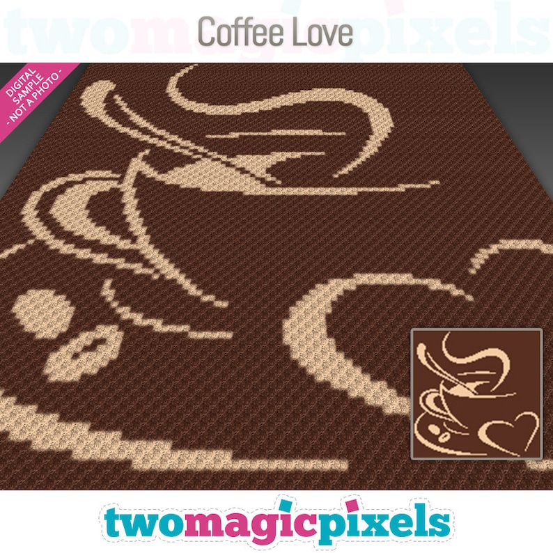 Coffee Love Crochet Graph c2c Mini C2c Sc Hdc Dc Tss | Etsy