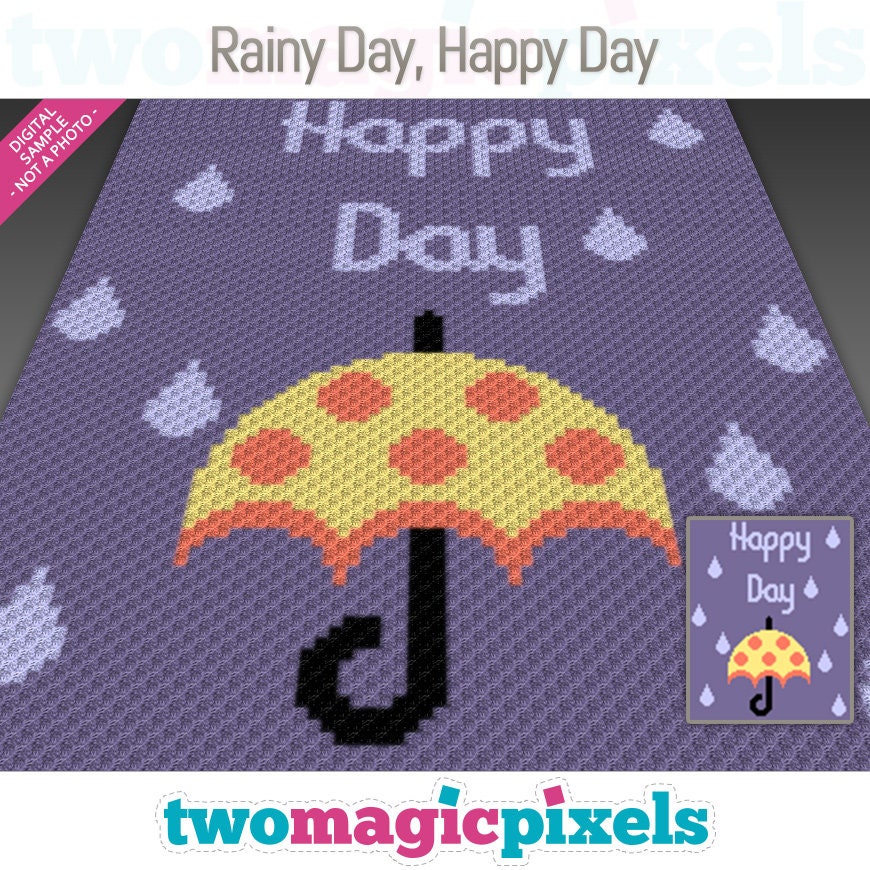 Rainy Day Happy Day Crochet Graph c2c Mini C2c Sc Hdc - Etsy