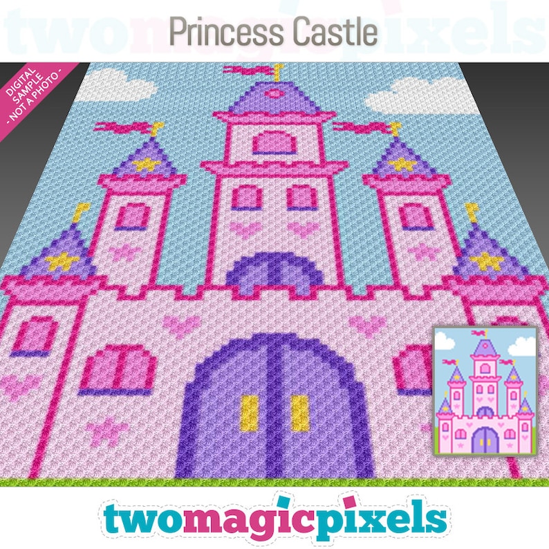 Princess Castle Crochet Graph Cross Stitch; (c2c, Mini C2c, Sc, Hdc, Dc ...