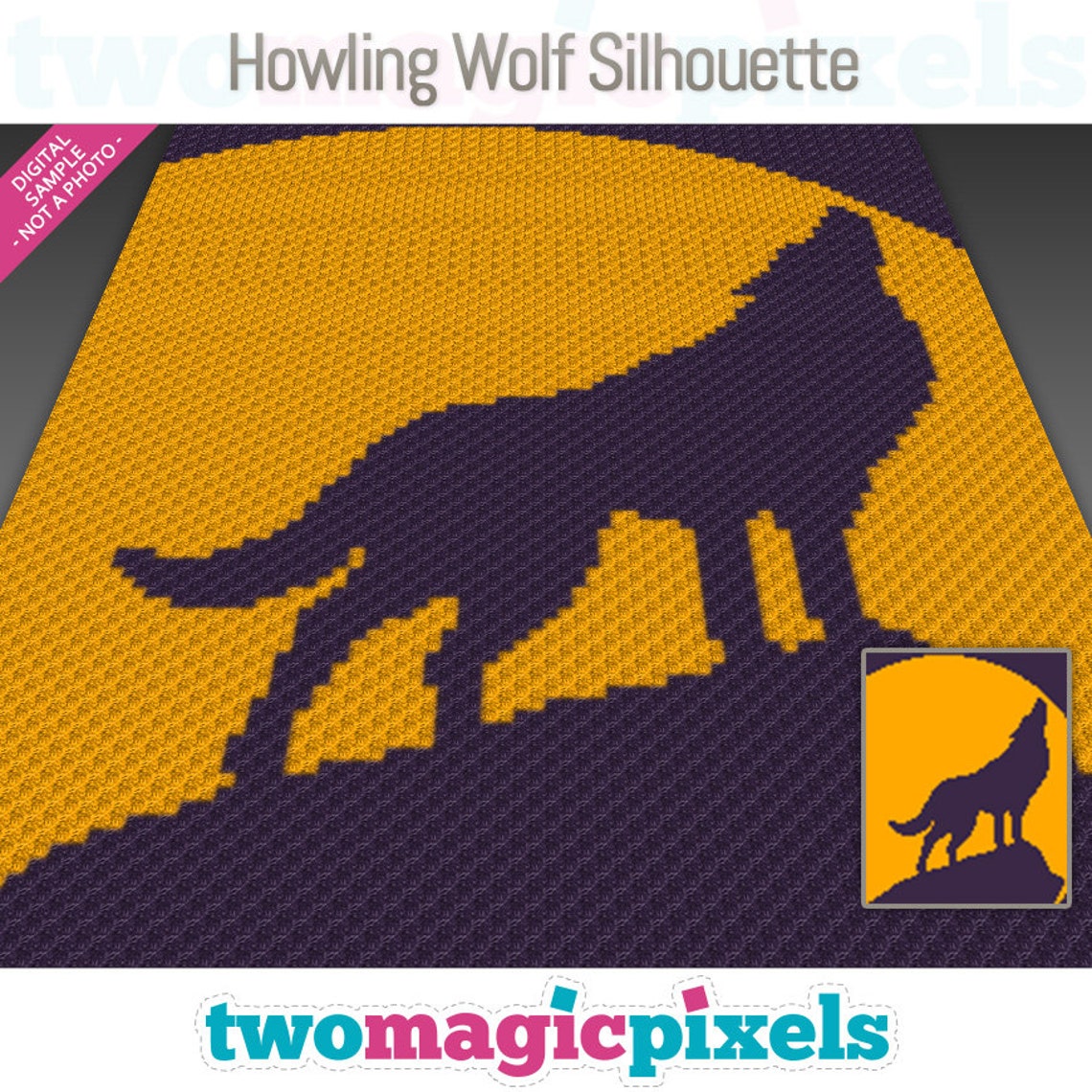 Howling Wolf Silhouette Crochet Graph Cross Stitch; (c2c, Mini C2c, Sc ...