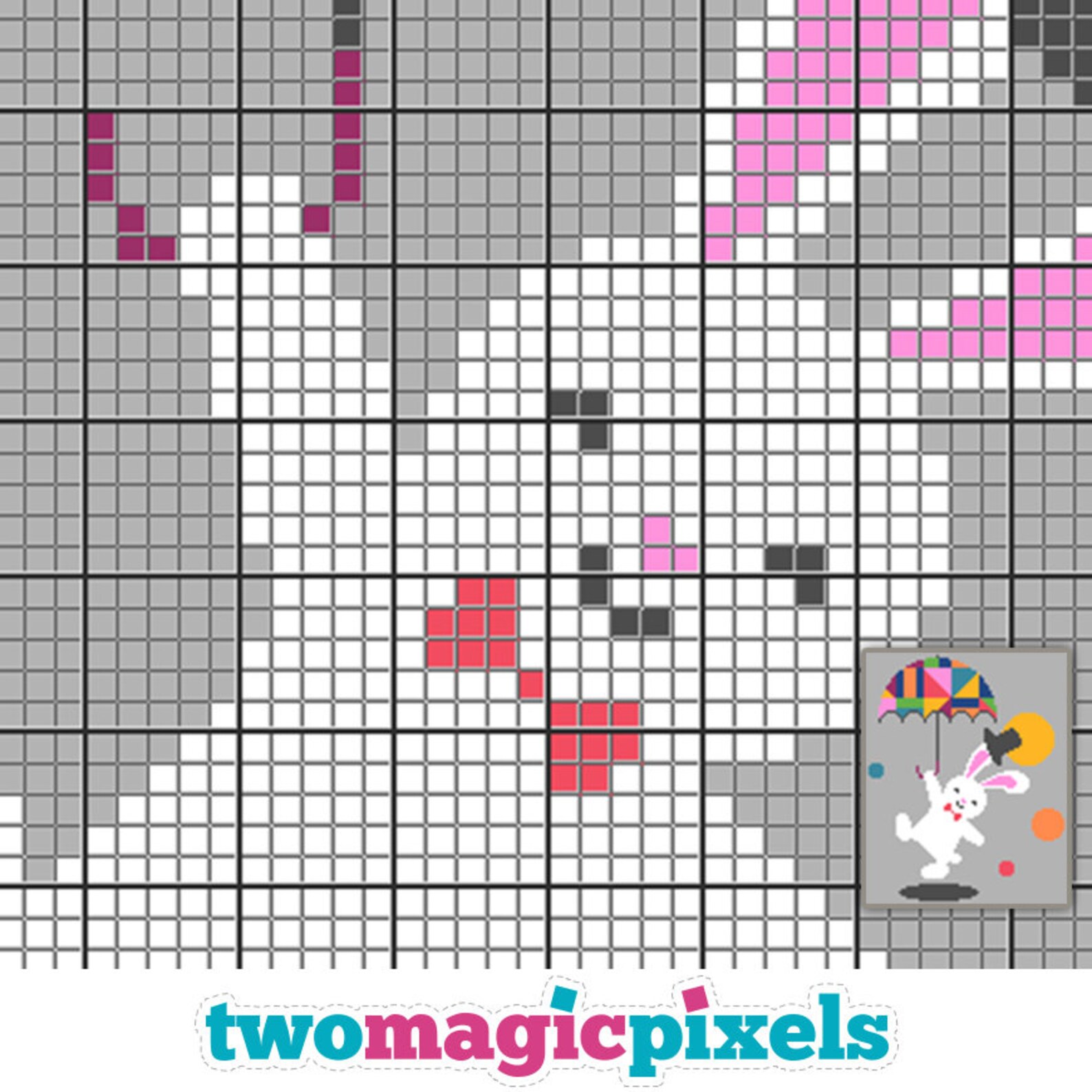 Umbrella Bunny Crochet Graph c2c Mini C2c Sc Hdc Dc - Etsy
