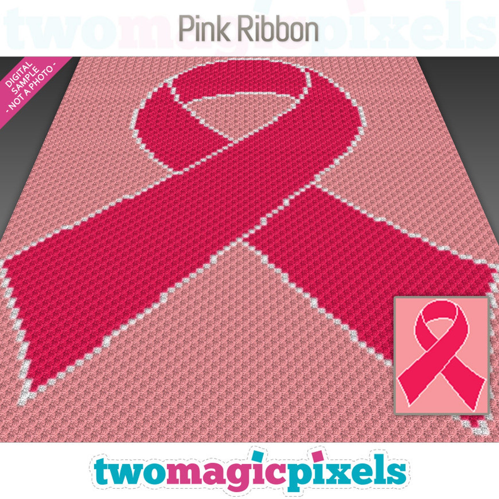 Pink Ribbon Crochet Graph Cross Stitch; (c2c, Mini C2c, Sc, Hdc, Dc ...