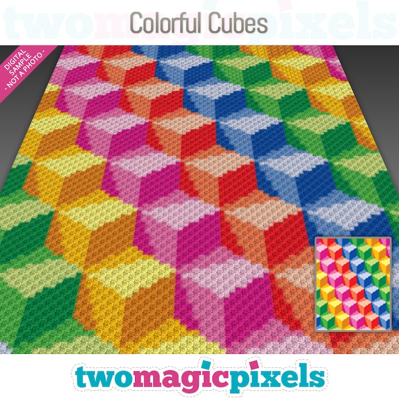 Colorful Cubes Crochet Graph c2c Mini C2c Sc Hdc Dc - Etsy