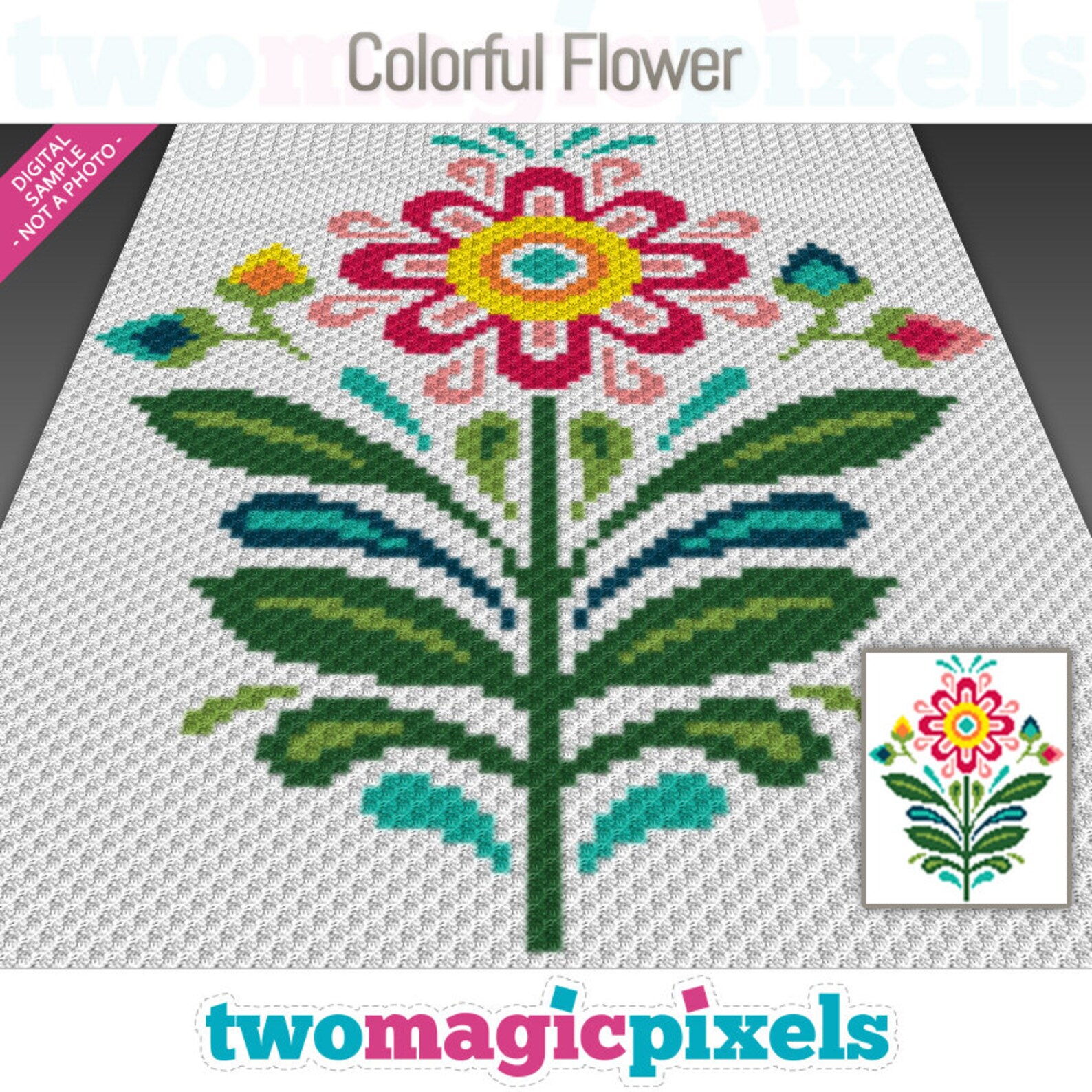 Colorful Flower Crochet Graph c2c Mini C2c Sc Hdc Dc - Etsy