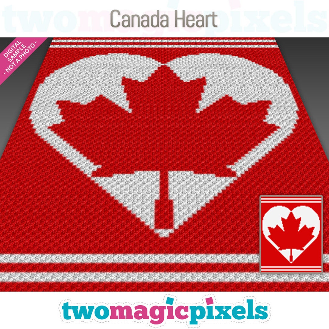 Canada Heart Pattern, Corner to Corner Blanket, Canadian Flag Crochet ...