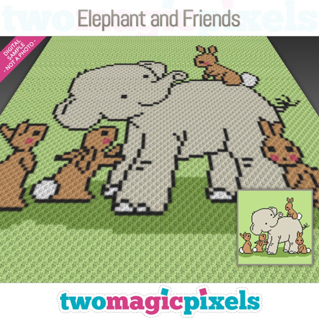 Elephant and Friends Crochet Graph Cross Stitch; (c2c, Mini C2c, Sc ...