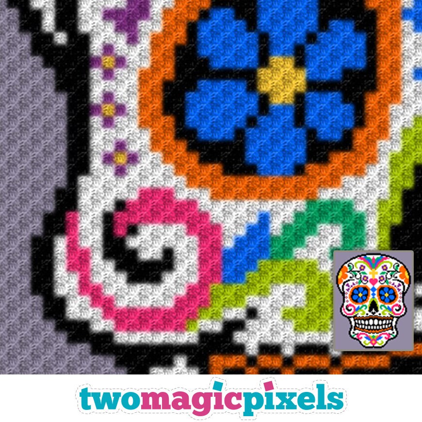 Sugar Skull Graph for Crochet (c2c, Mini C2c, Sc, Hdc, Dc, Tss), Cross ...