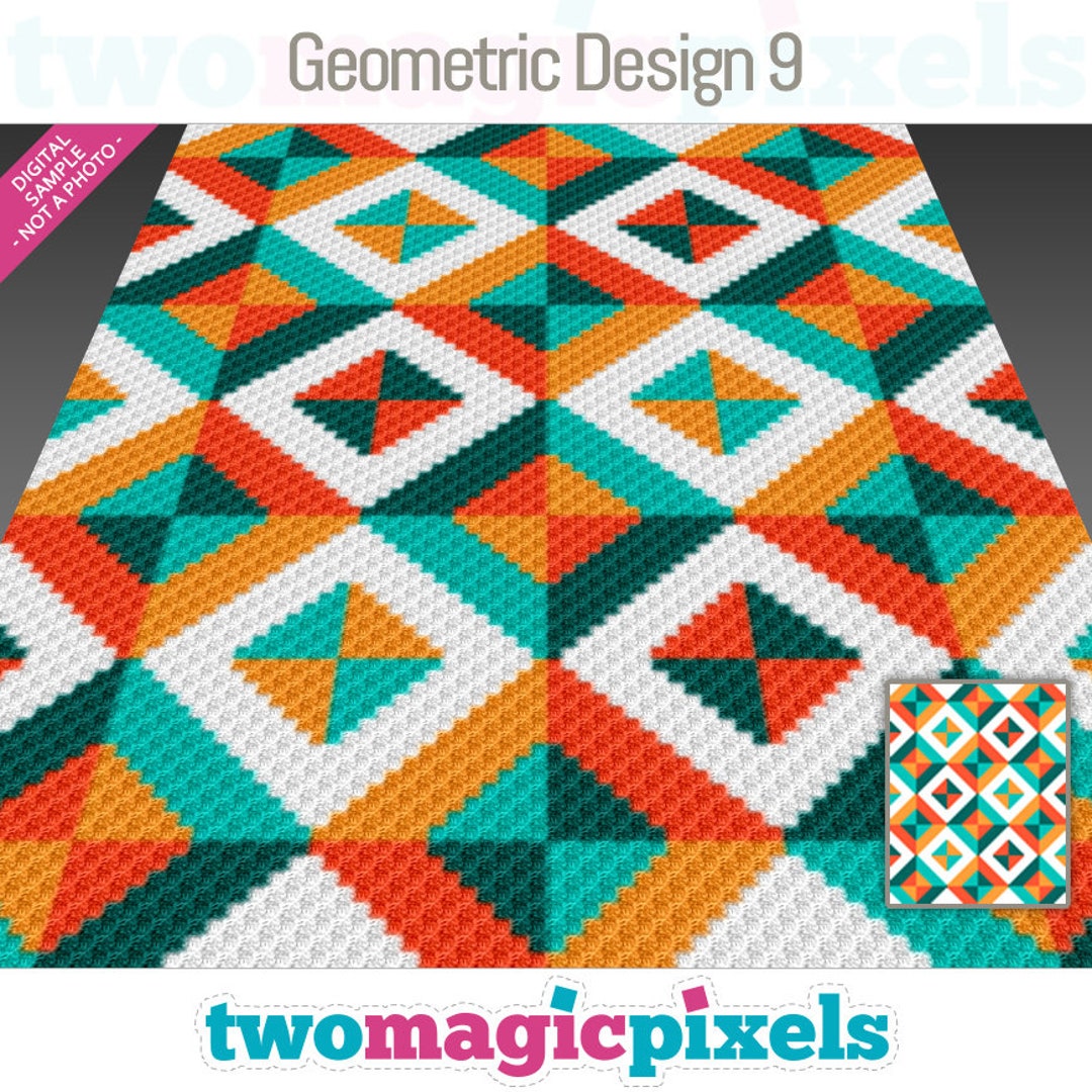 Geometric Design 9 Graph for Crochet (c2c, Mini C2c, Sc, Hdc, Dc, Tss ...