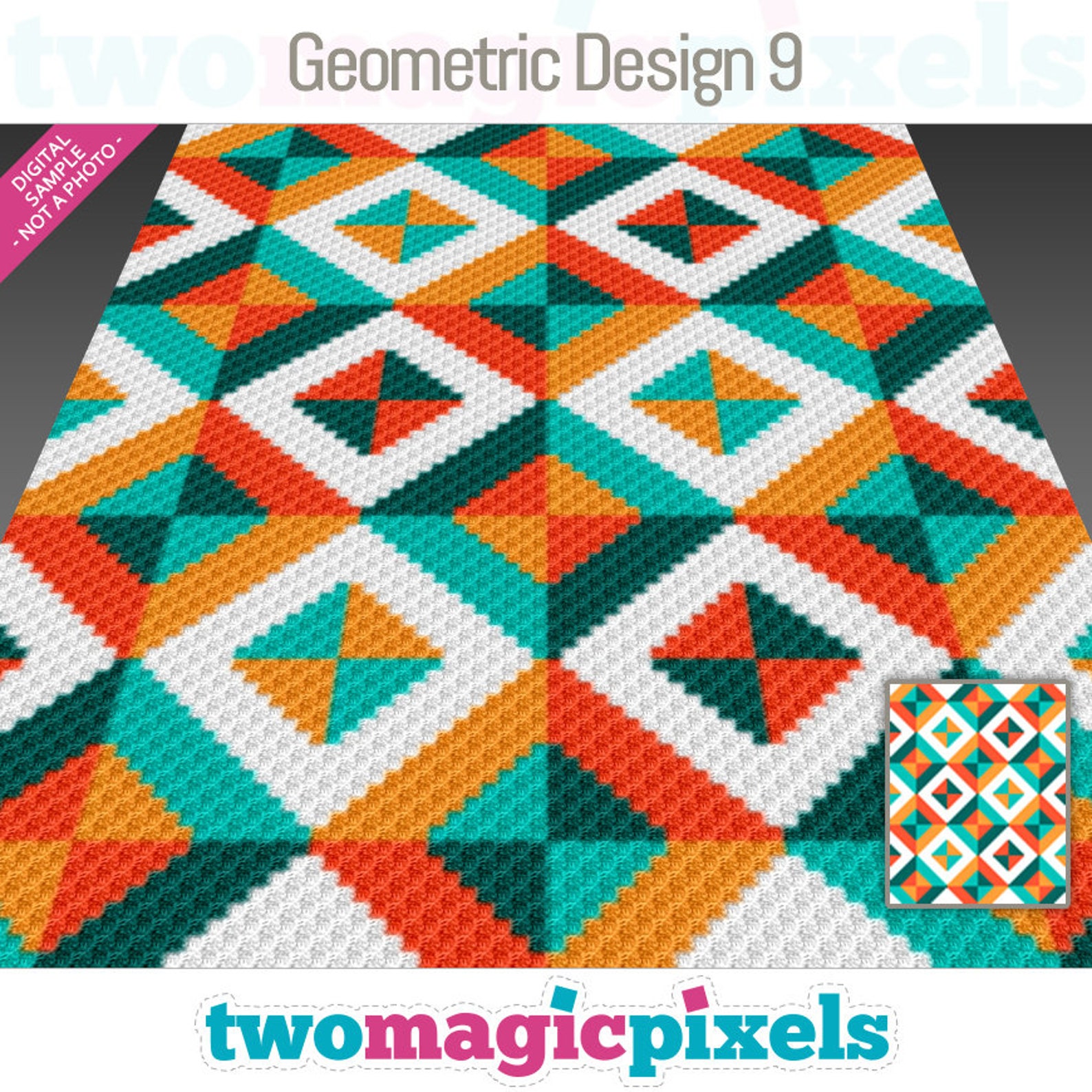 Geometric Design 9 Graph for Crochet (c2c, Mini C2c, Sc, Hdc, Dc, Tss ...