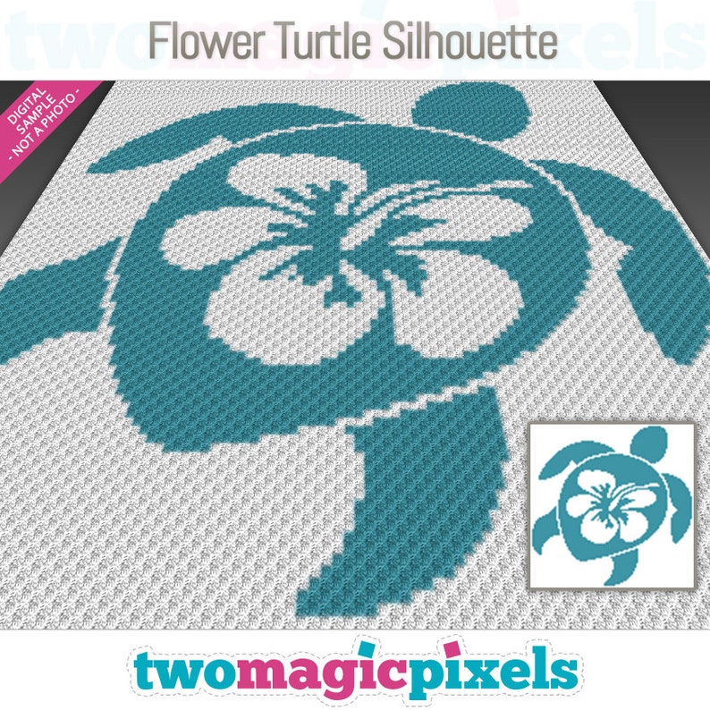 Flower Turtle Silhouette crochet graph c2c mini c2c sc - Etsy México