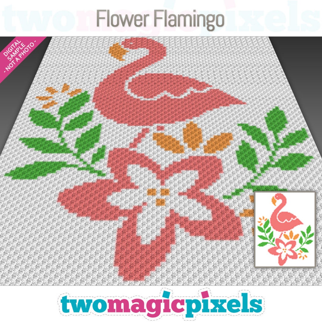 Flower Flamingo Graph for Crochet (c2c/mini C2c, Sc, Hdc, Dc, Tss ...