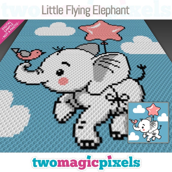 Little Flying Elephant Graph for Crochet c2c/mini C2c | Etsy