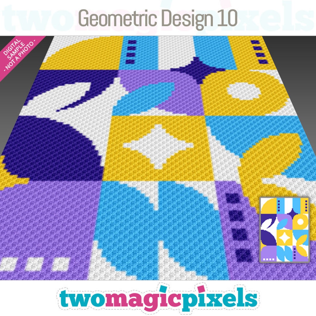 Geometric Design 10 Graph for Crochet (c2c/mini C2c, Sc, Hdc, Dc, Tss ...
