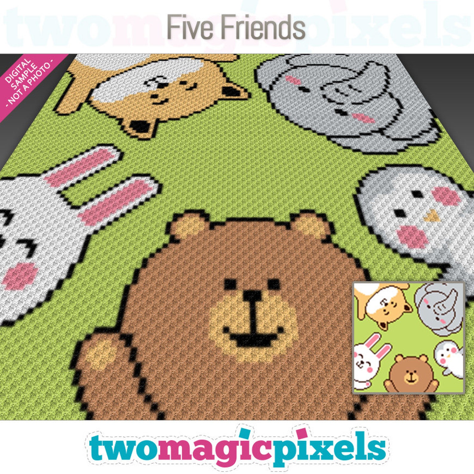 Five Friends Crochet Graph c2c Mini C2c Sc Hdc Dc Tss - Etsy