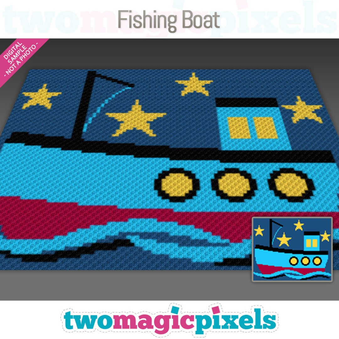 Fishing Boat Crochet Graph (c2c, Mini C2c, Sc, Hdc, Dc, Tss), Cross ...