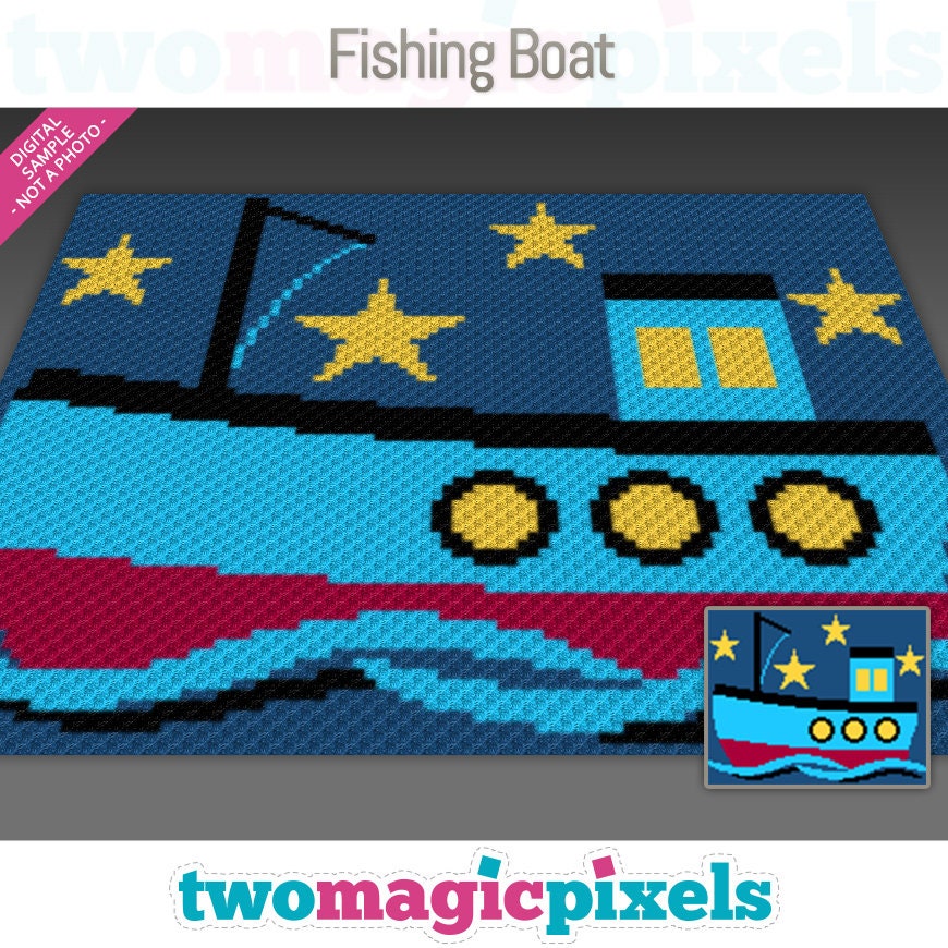 Fishing Boat Crochet Graph c2c Mini C2c Sc Hdc Dc Tss - Etsy