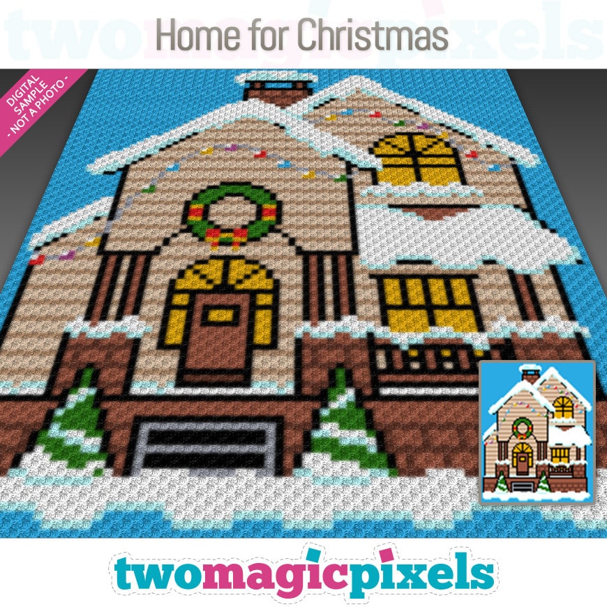 Home for Christmas Crochet Graph Cross Stitch c2c Mini C2c - Etsy