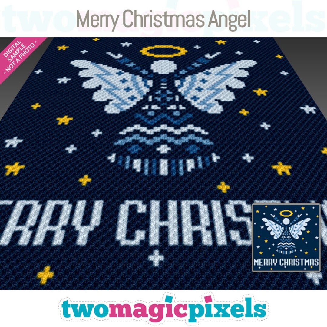 Merry Christmas Angel Crochet Graph Cross Stitch; (c2c, Mini C2c, Sc ...