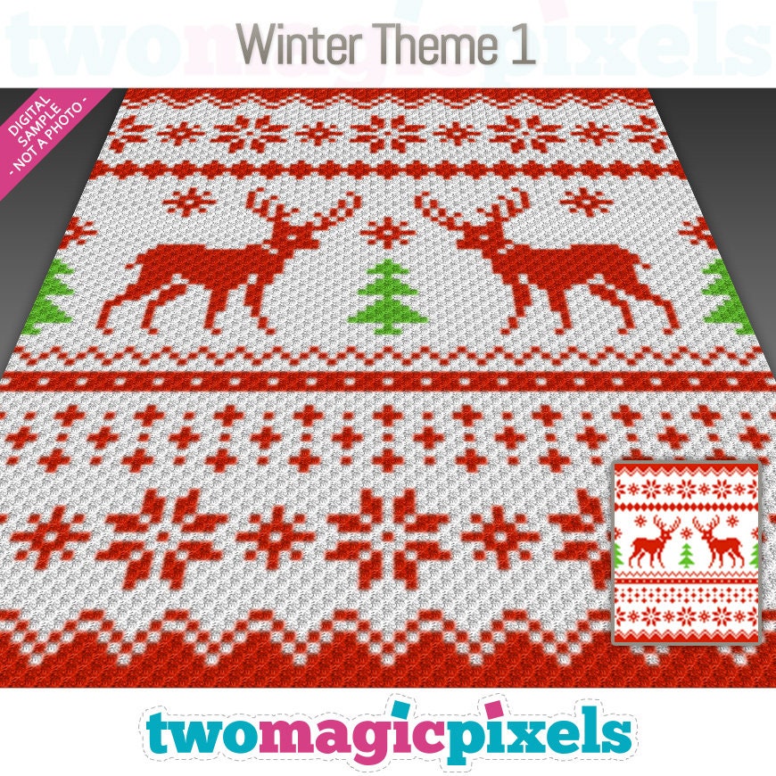 Winter Theme 1 Crochet Graph Cross Stitch c2c Mini C2c Sc | Etsy