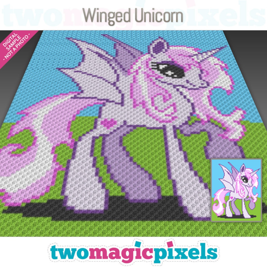 Winged Unicorn Crochet Graph Pattern, C2C Graphgan PDF, Magical Fantasy ...
