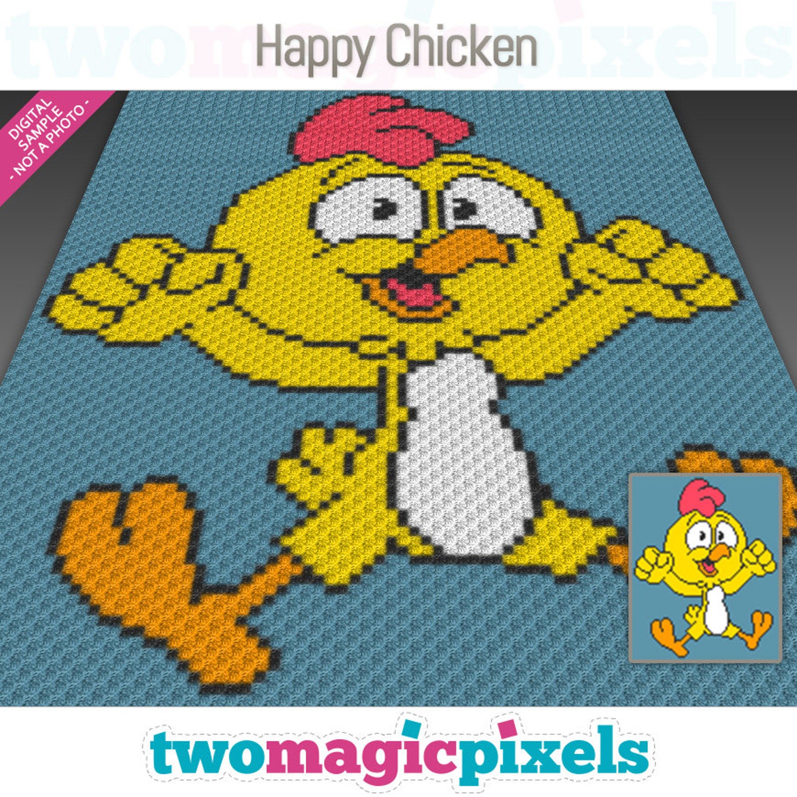 Happy Chicken Crochet Graph c2c Mini C2c Sc Hdc Dc Tss - Etsy