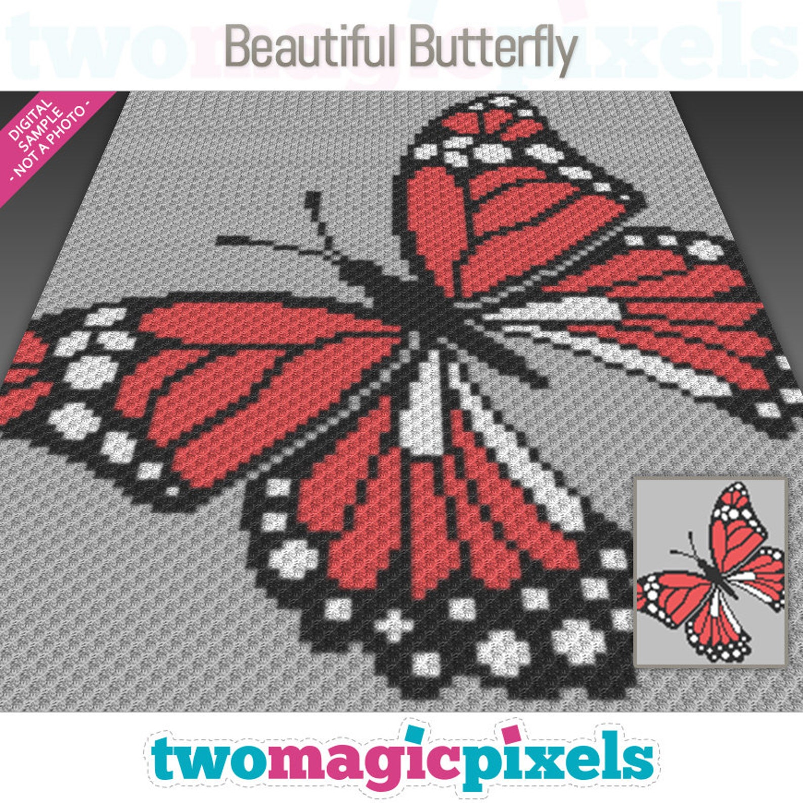 Beautiful Butterfly Crochet Graph c2c, Mini C2c, Sc, Hdc, Dc, Tss ...