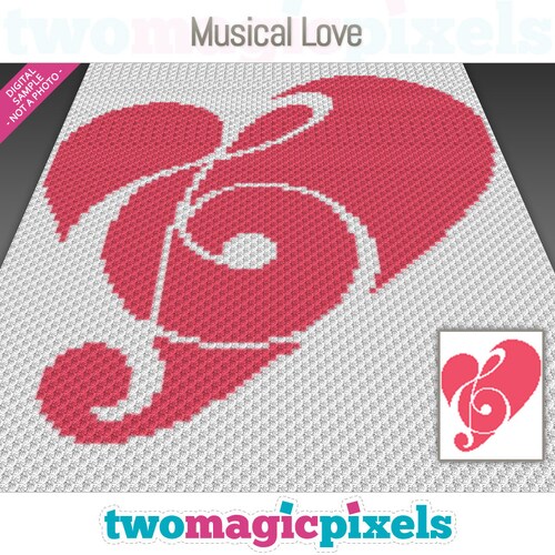 Musical Love Crochet Graph c2c Mini C2c Sc Hdc Dc Tss - Etsy