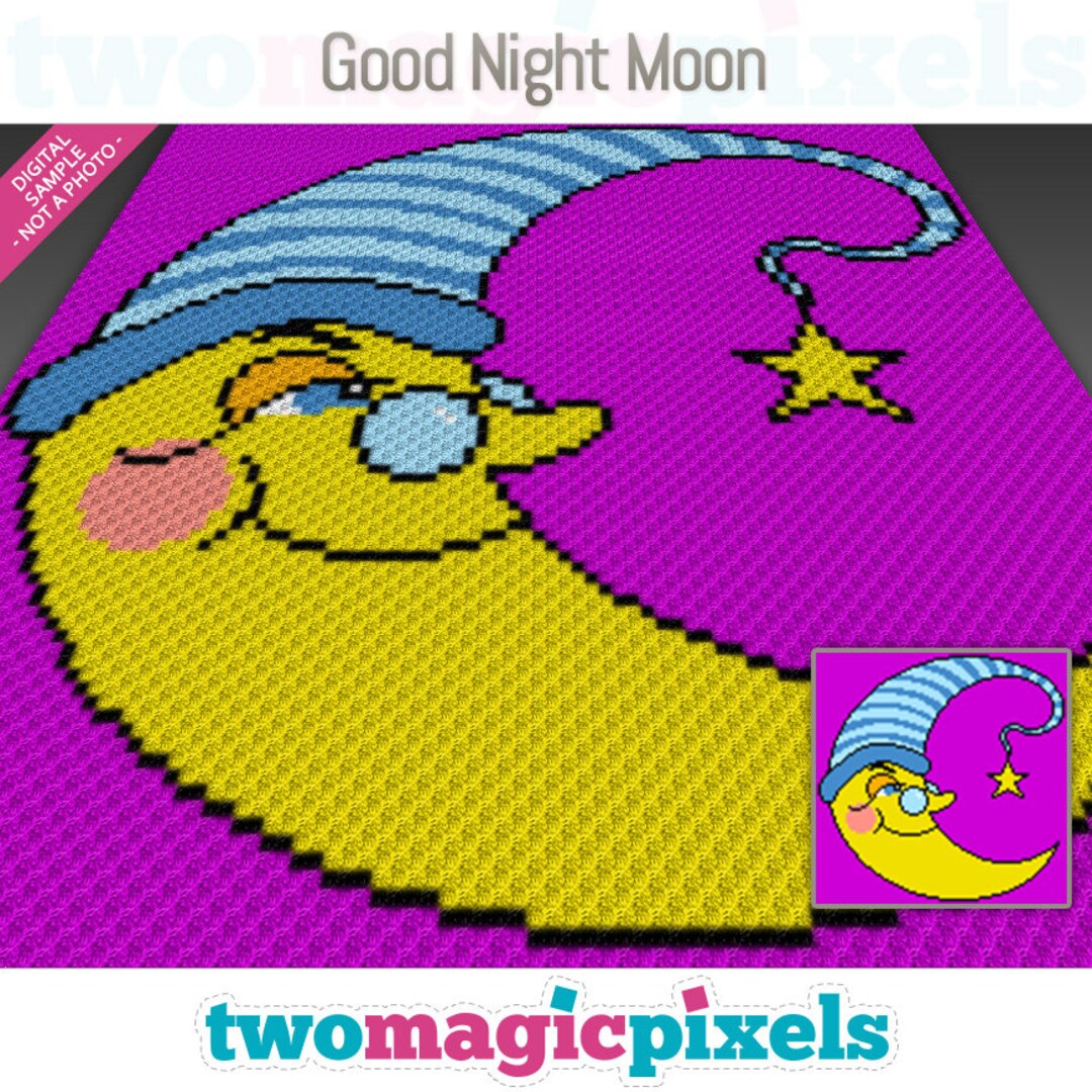 Good Night Moon Crochet Graph Cross Stitch; (c2c, Mini C2c, Sc, Hdc, Dc ...