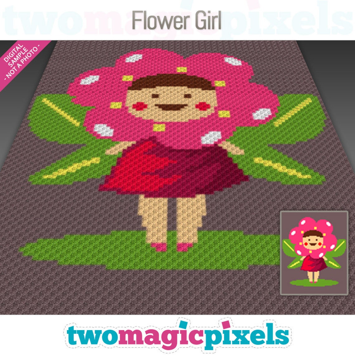 Flower Girl Crochet Graph c2c, Mini C2c, Sc, Hdc, Dc, Tss, Cross Stitch ...