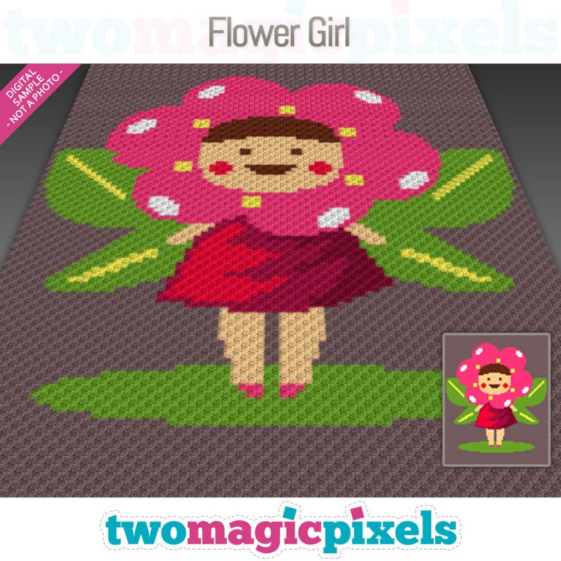 Flower Girl Crochet Graph c2c, Mini C2c, Sc, Hdc, Dc, Tss, Cross Stitch ...