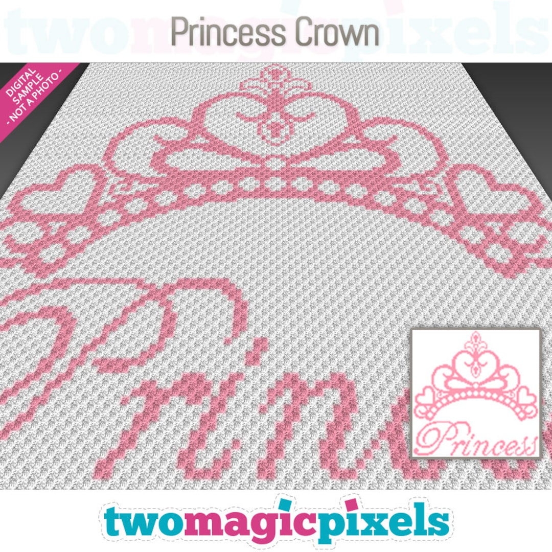 Princess Crown Crochet Graph (c2c, Mini C2c, Sc, Hdc, Dc, Tss), Cross ...