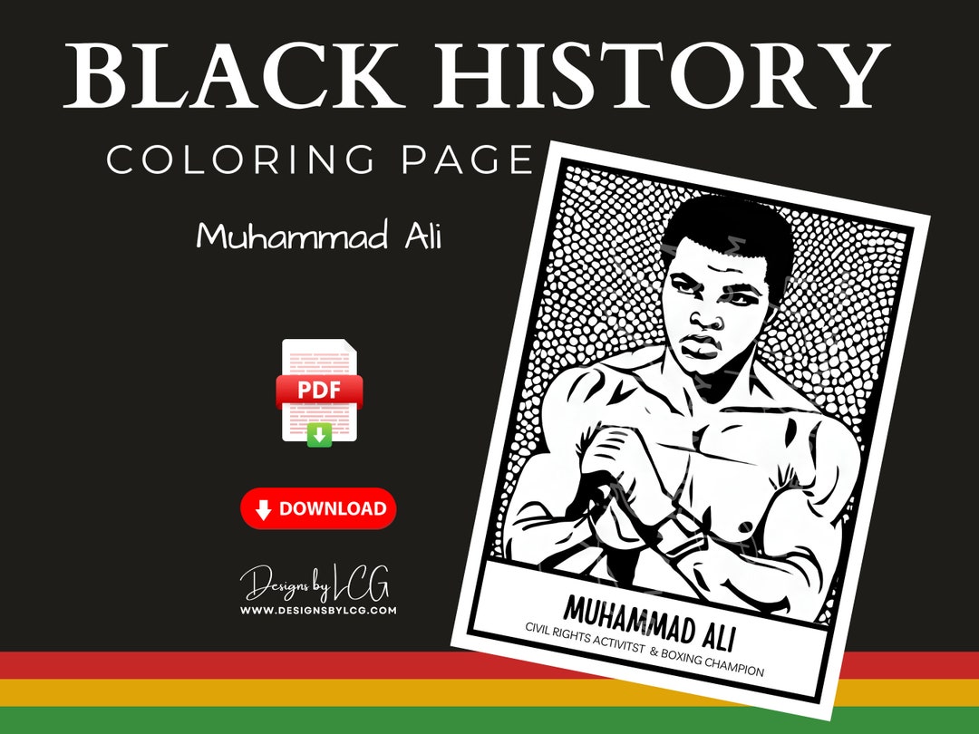 Black History Month Activities for Kids Muhammad Ali Coloring Page ...