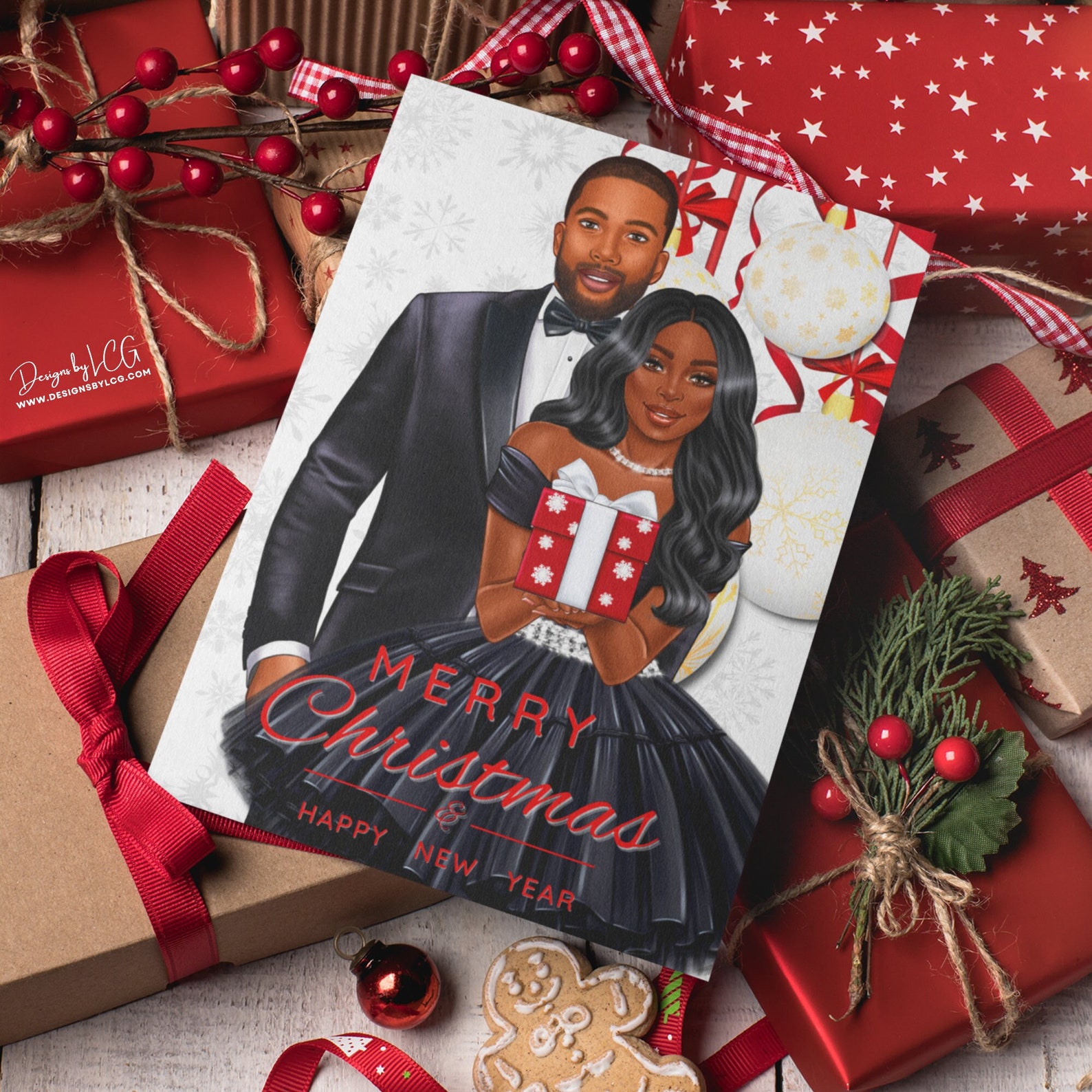 African American Christmas Card, Black Christmas Cards, Afro Greeting ...
