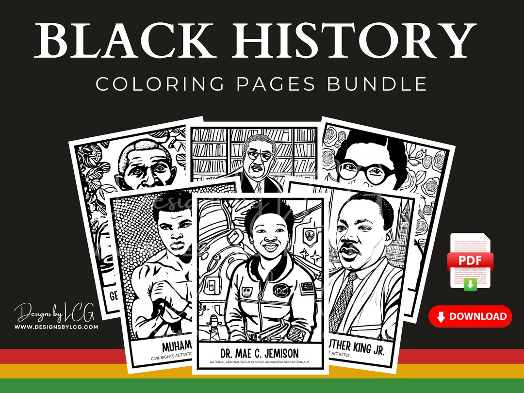 Black History Month Activities for Kids Coloring Page Bundle, Black ...