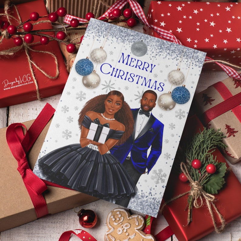 African American Christmas Card, Black Christmas Cards, Afro Greeting ...
