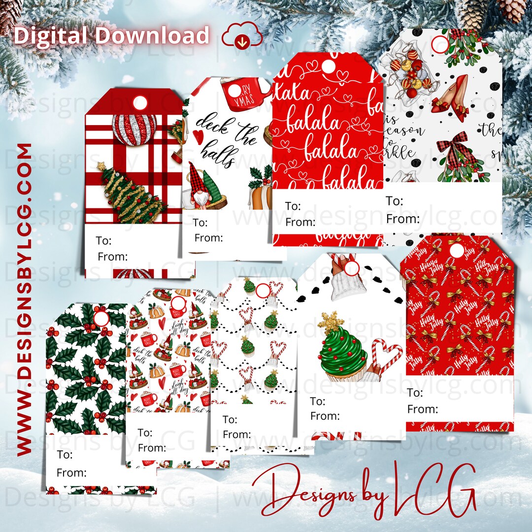 Fa La La Gift Tags, Holly Jolly Gift Tags, Christmas Gift Tags, Holiday ...