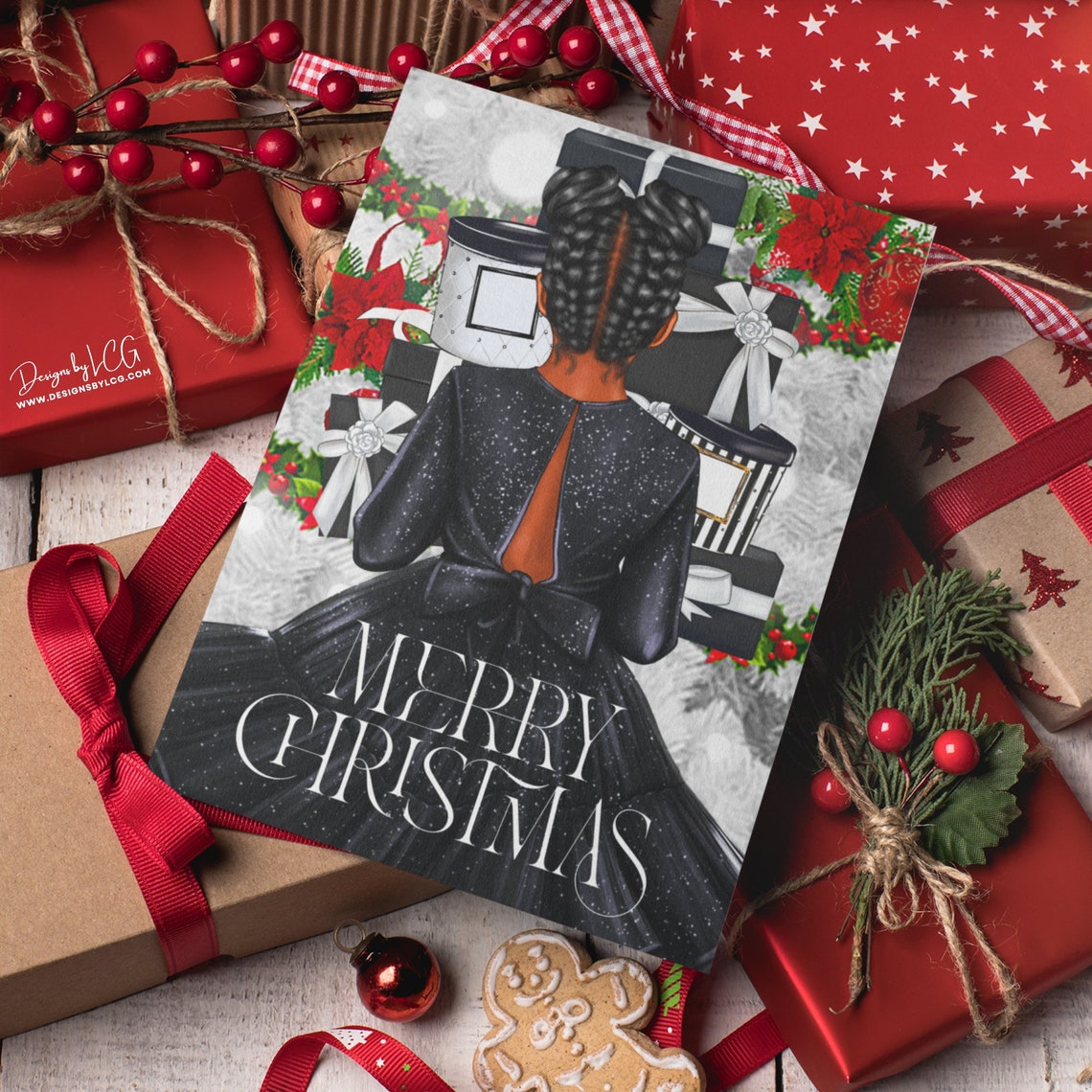 African American Christmas Card, Black Christmas Cards, Afro Greeting ...
