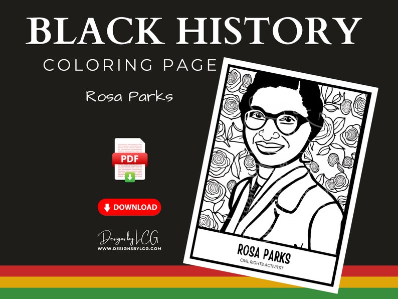 Rosa Parks Coloring, Black History Month Activities for Kids, Black ...