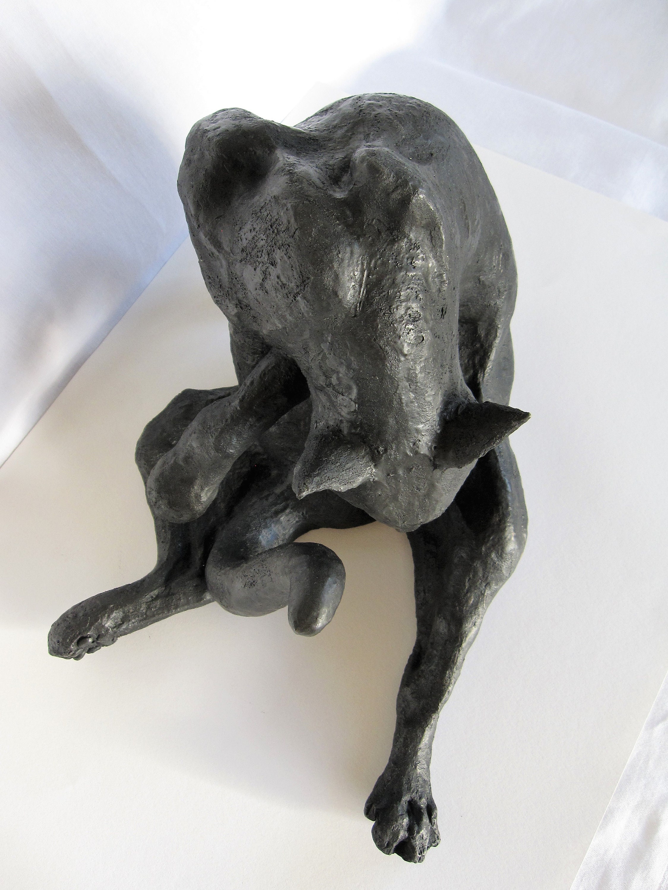 Cat Sculpture/cat Grooming/ Slate Resin Cat Sculpture/cat Garden ...