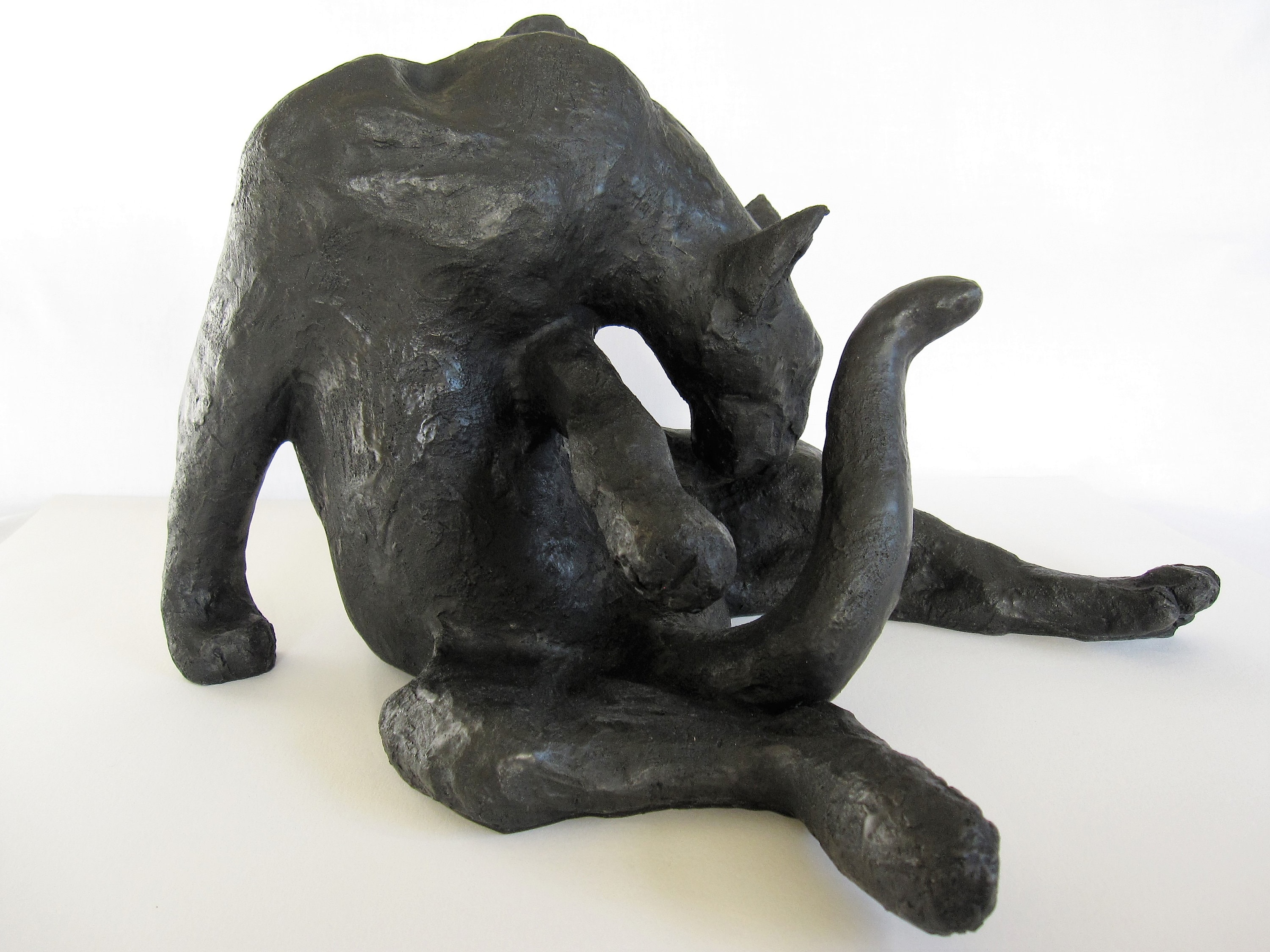 Cat Sculpture/cat Grooming/ Slate Resin Cat Sculpture/cat Garden ...