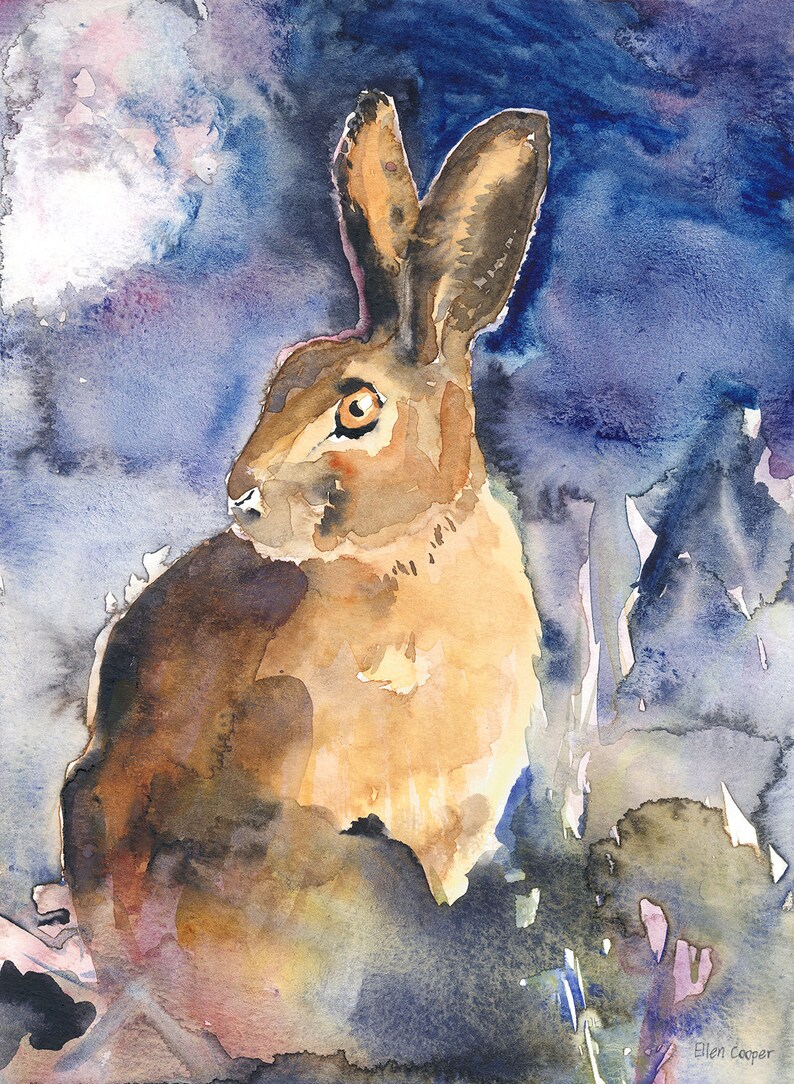 Hare in Moonlight - Etsy