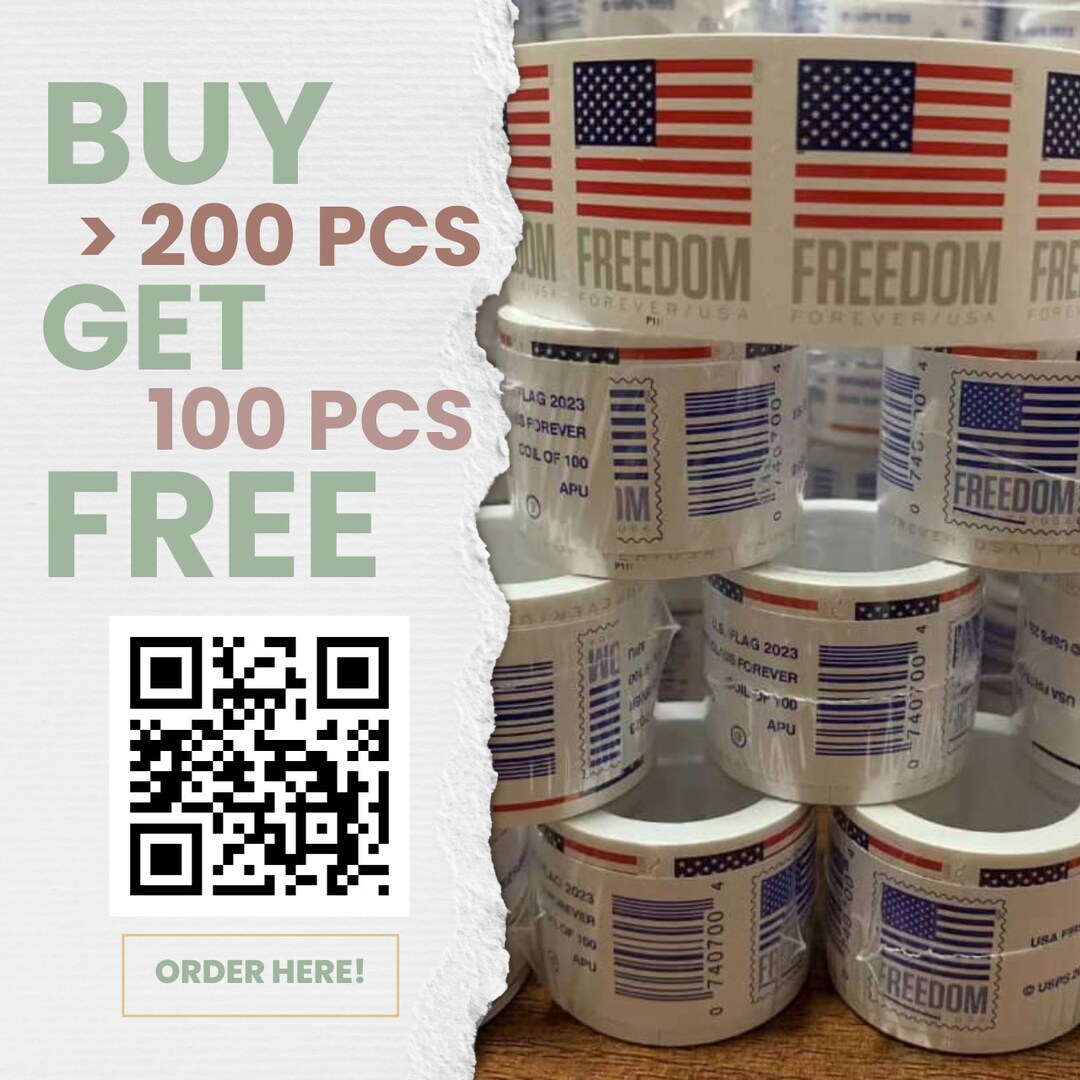 100 New US Flags Stamps Unused US Forever First Class Flowers Wedding ...