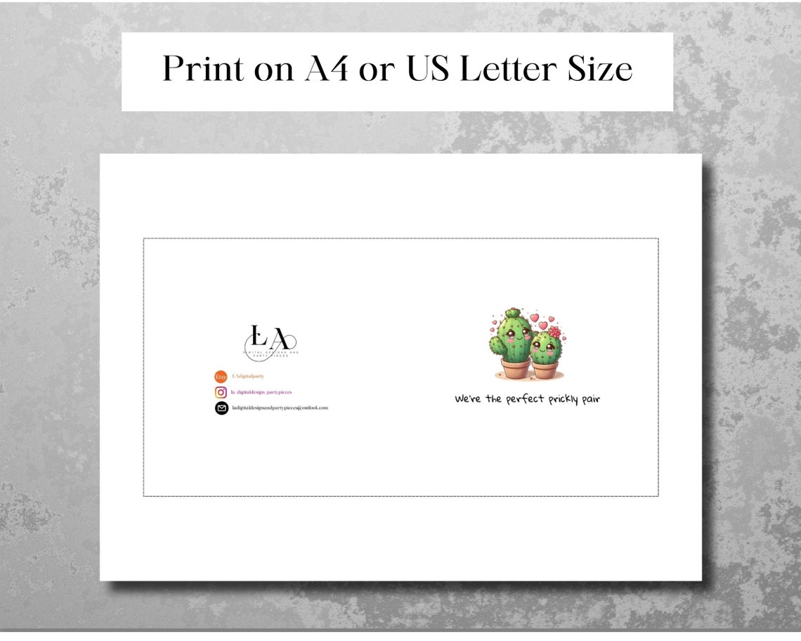 Printable Valentine's Day Card, Printable Cactus Card, Downloadable ...