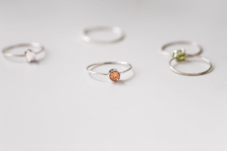 Silver Sunstone Ring | Silver Ring | Stacking Ring | Dainty Ring | Boho ...