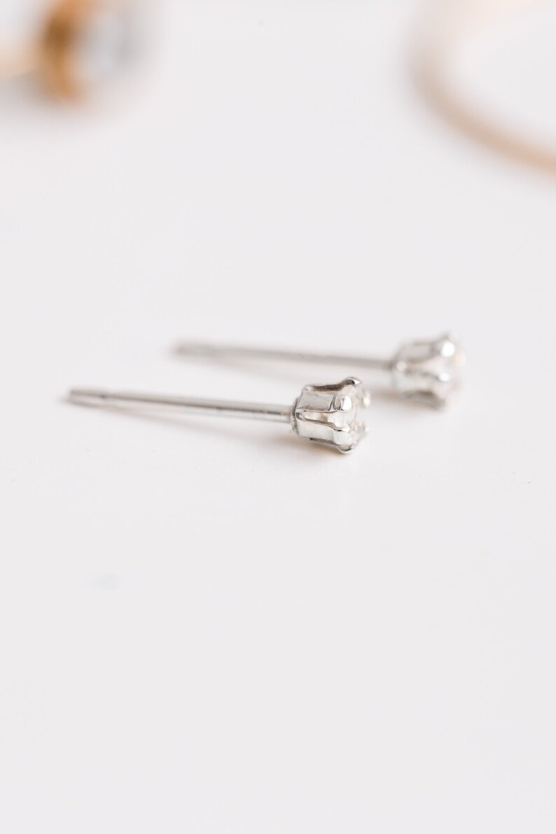 Tiny Moonstone Stud Earrings/ Sterling Silver Stud Earrings/ Gift for ...