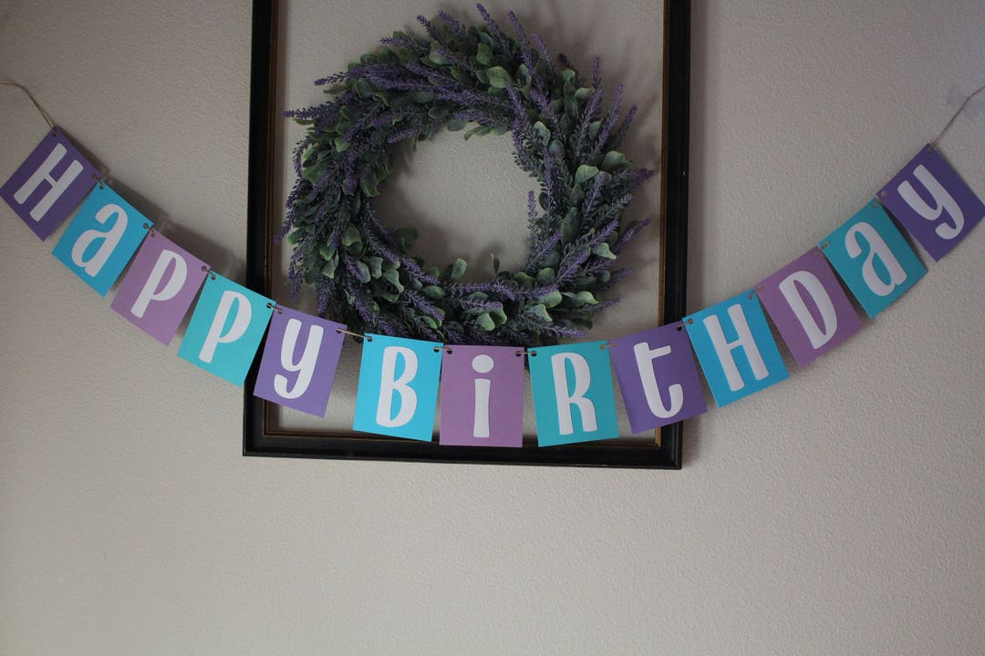 Happy Birthday Hanging Banner / Purple Aqua & Teal / Child - Etsy